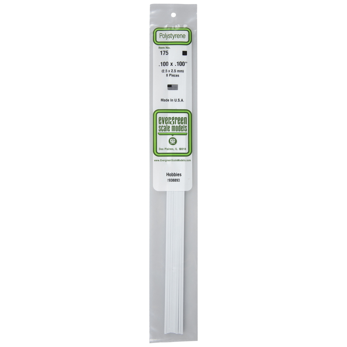 Polystyrene Square Rods - 2.5mm | Hobby Lobby | 1938893