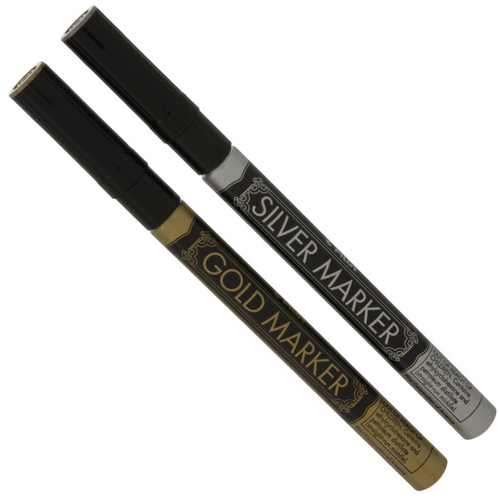 Gold & Silver Pilot Extra Fine Tip Metallic Paint Markers - 2 Piece Set ...