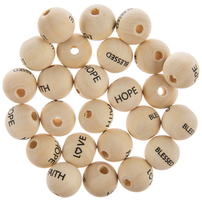 Faith, Hope, Love & Blessed Round Wood Beads | Hobby Lobby | 2261220