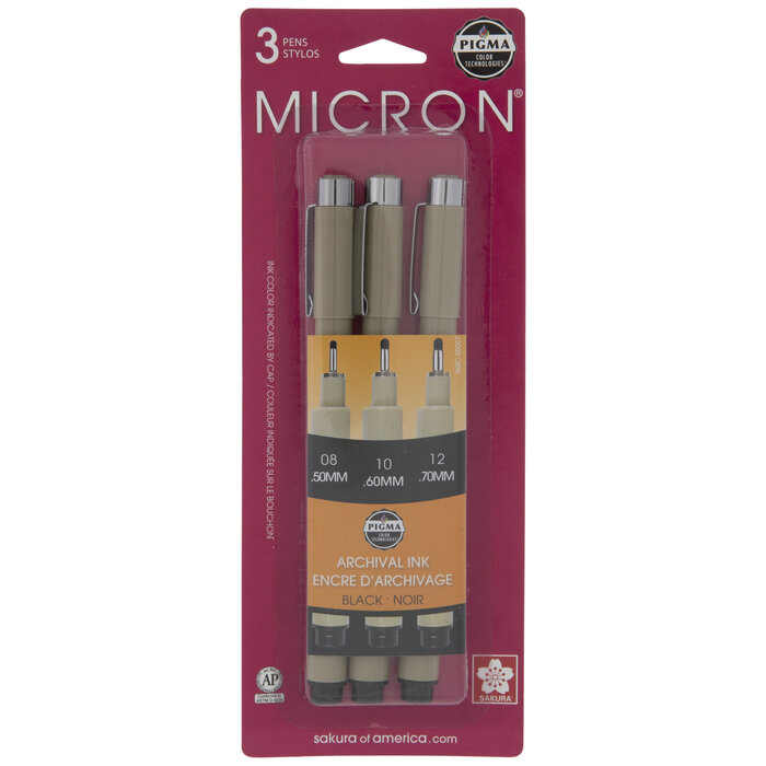 Black Micron Archival Ink Pens - 3 Piece Set | Hobby Lobby | 2144061