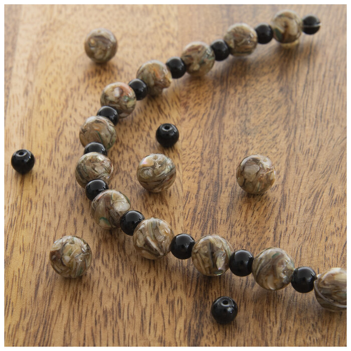 Tan & Black Shell Round Bead Strand | Hobby Lobby | 668327