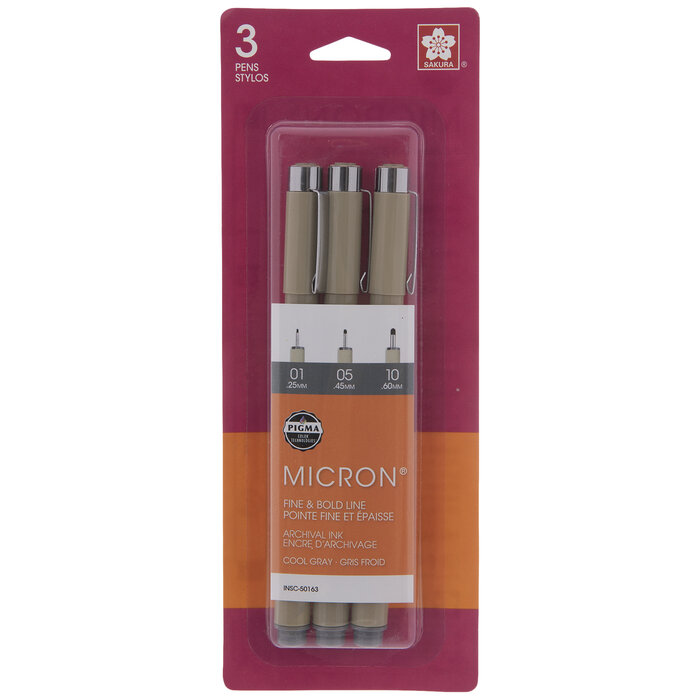 Cool Gray Micron Archival Ink Pens - 3 Piece Set | Hobby Lobby | 2222966