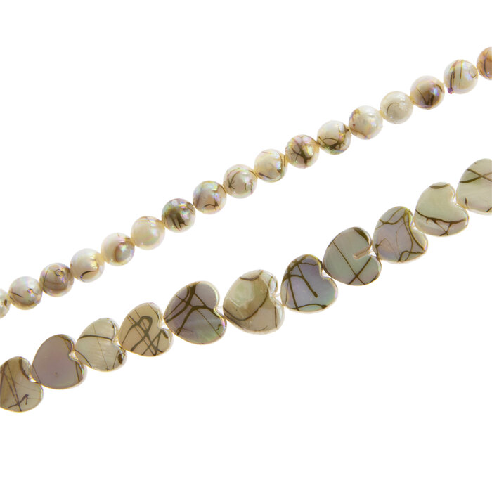 Heart & Round Iridescent Shell Bead Strands | Hobby Lobby | 2100295
