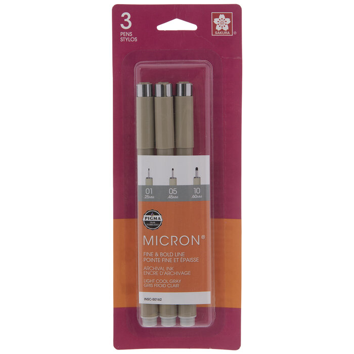 Light Cool Gray Micron Archival Ink Pens - 3 Piece Set | Hobby Lobby ...