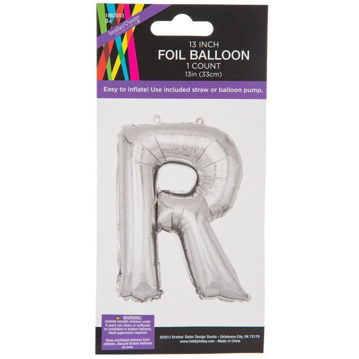 Silver Foil Letter Balloon - R | Hobby Lobby | 1862853