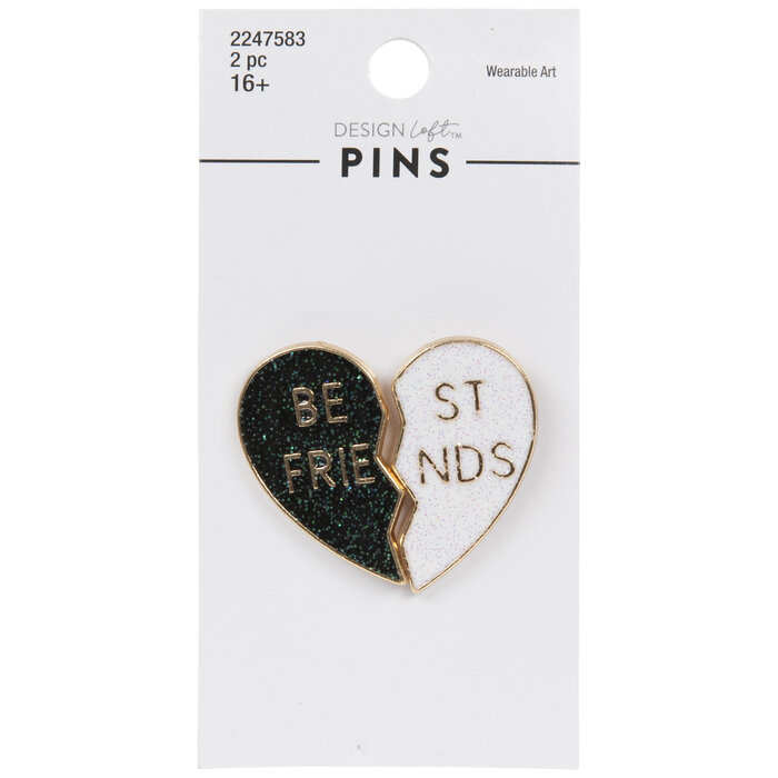 Best Friends Glitter Heart Enamel Pins | Hobby Lobby | 2247583