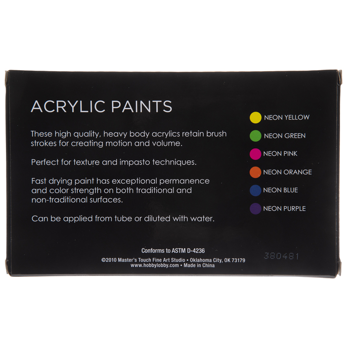 Neon Acrylic Paint - 6 Piece Set | Hobby Lobby | 946111