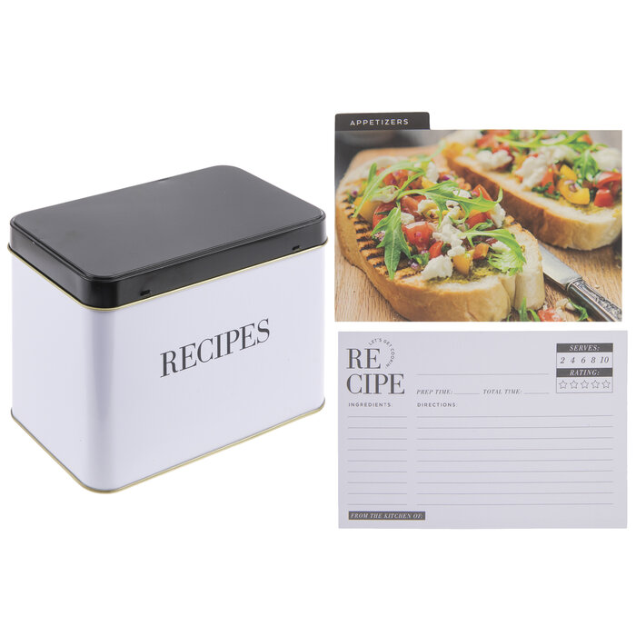 White & Black Metal Recipe Box | Hobby Lobby | 2148609