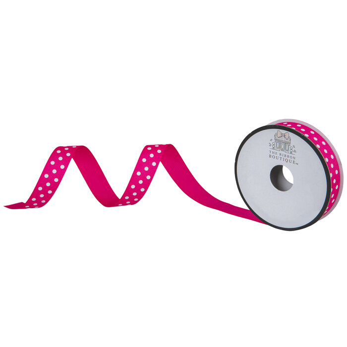 Hot Pink & White Polka Dot Grosgrain Ribbon - 5/8" | Hobby Lobby | 2216554