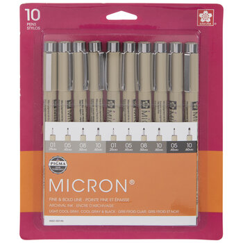 Black & Gray Micron Ink Pens - 10 Piece Set | Hobby Lobby | 2297307