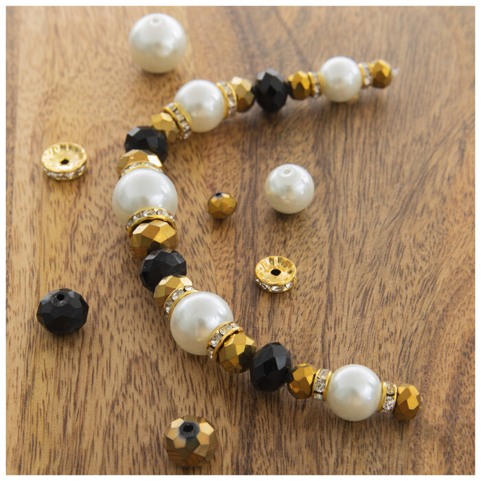 Black & White Ornate Mixed Glass Bead Strand | Hobby Lobby | 930925