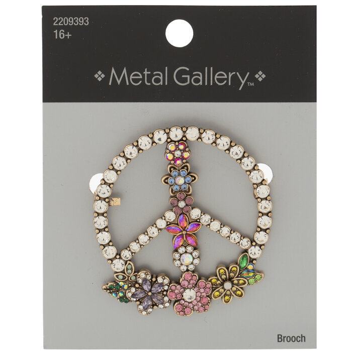 Peace Sign Rhinestone Brooch | Hobby Lobby | 2209393