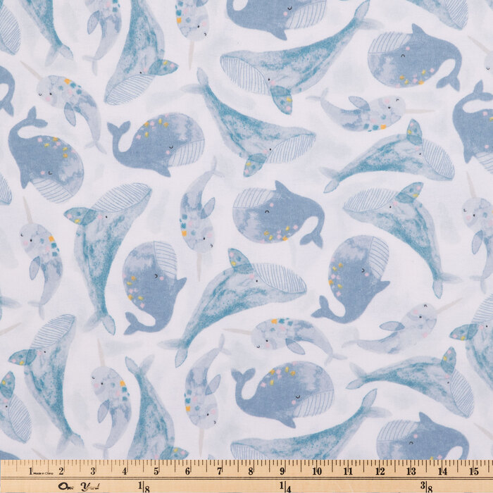 Blue Whales & Narwhals Flannel Fabric | Hobby Lobby | 1912773