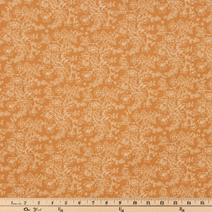 Rust Orange Floral Cotton Calico Fabric | Hobby Lobby | 2032464