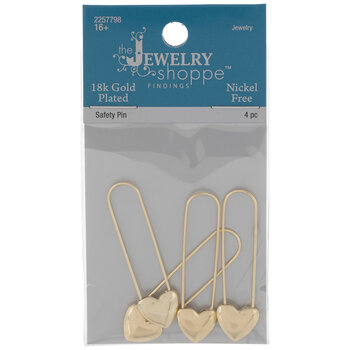 18K Gold Plated Heart Safety Pins | Hobby Lobby | 2257798