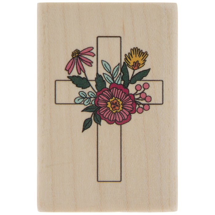 Floral Cross Rubber Stamp | Hobby Lobby | 2244572
