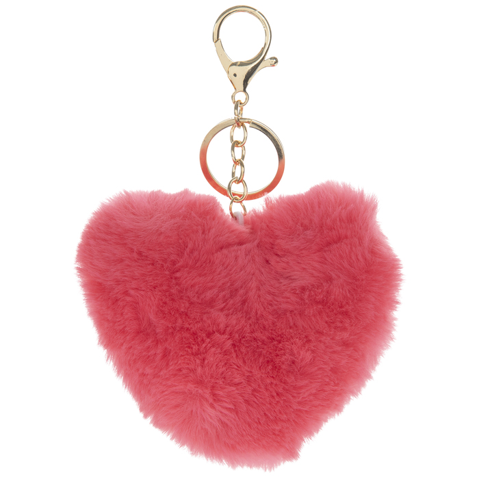Hot Pink Fuzzy Heart Keychain | Hobby Lobby | 1864750