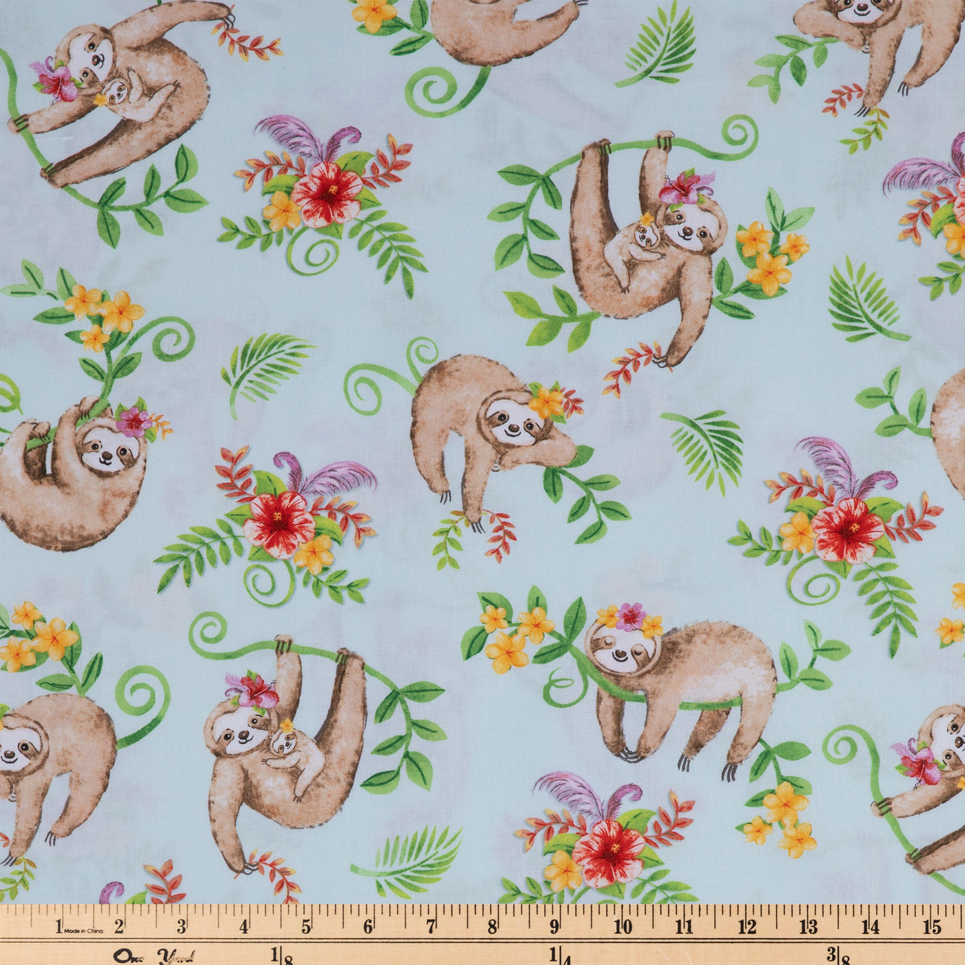 Me & Baby Sloth-Print Fabric Cut by yard Craft Supplies & Tools Hat ...