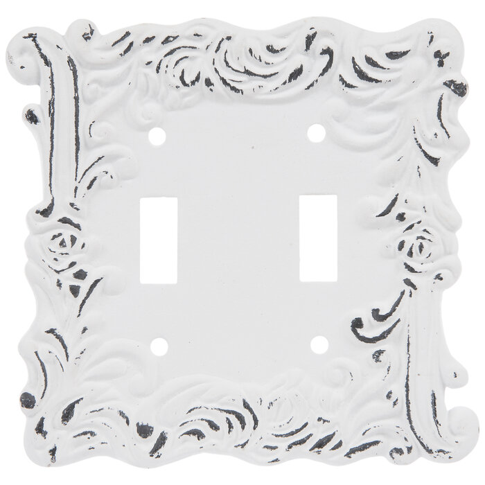 Distressed White Flourish Double Switch Plate | Hobby Lobby | 1481522