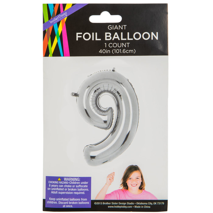 Silver Foil Number Balloon - 9 | Hobby Lobby | 1420025