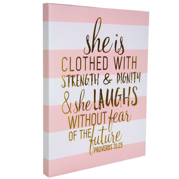 Proverbs 31:25 Striped Canvas Wall Decor | Hobby Lobby | 1293612