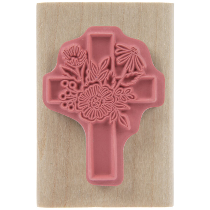 Floral Cross Rubber Stamp | Hobby Lobby | 2244572