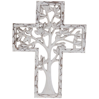 White Distressed Tree Cutout Wall Cross | Hobby Lobby | 2007623