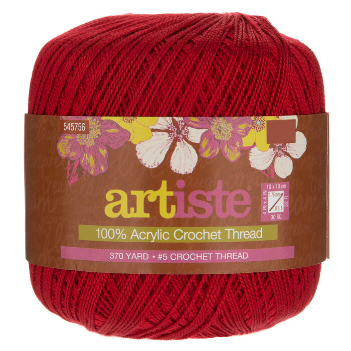 Cherry Red Artiste Acrylic Crochet Thread | Hobby Lobby | 545756