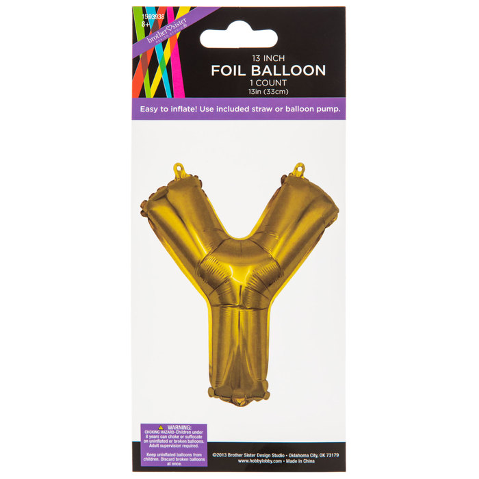 Gold Foil Letter Balloon - Y | Hobby Lobby | 1593938